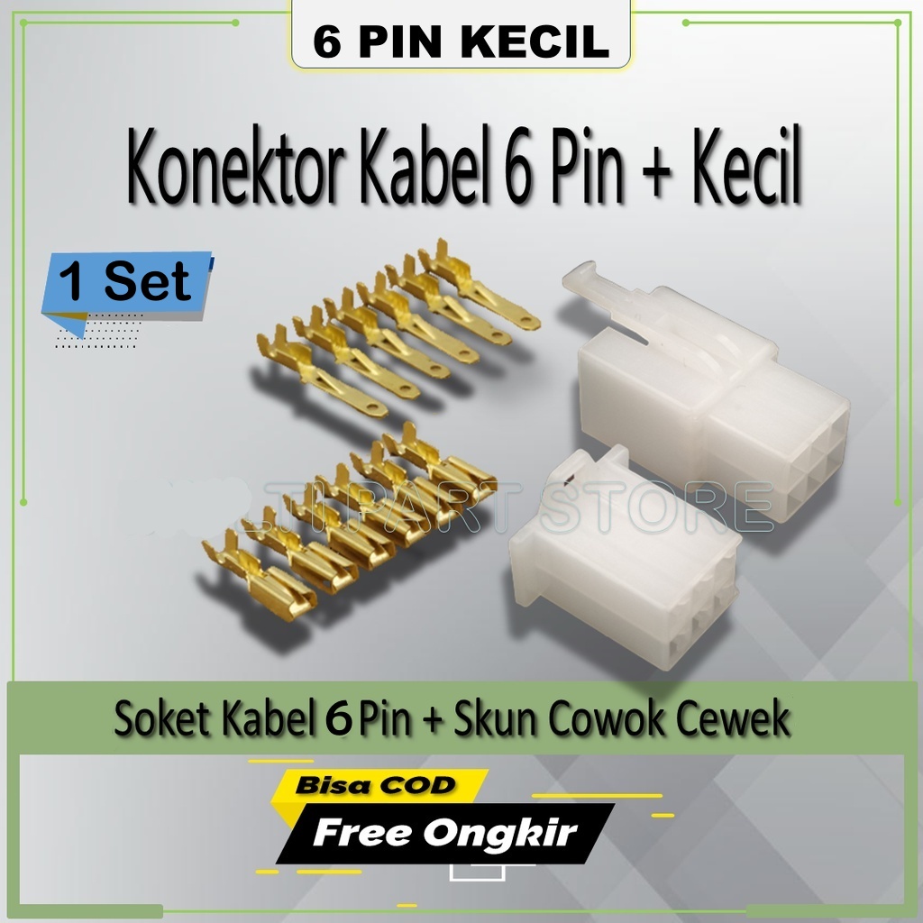 Jual Soket Kabel Motor 6 Pin KECIL - 1 SET + Skun Kabel / Socket ...