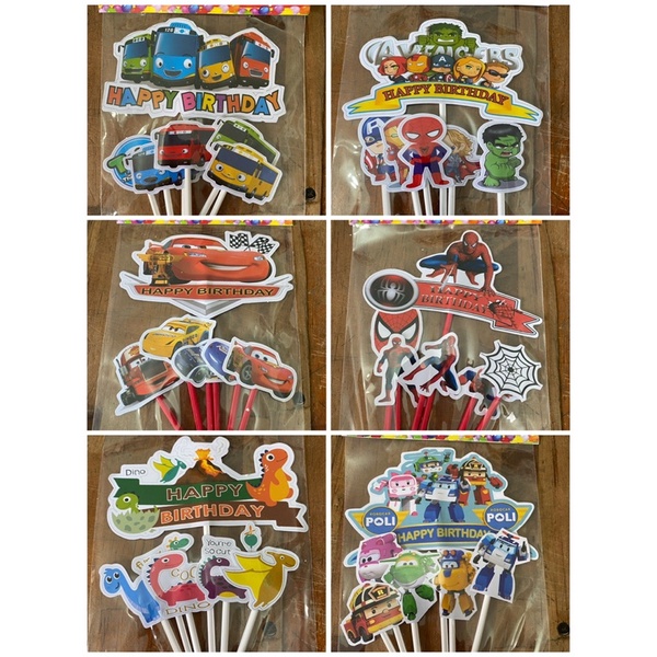Jual topper karakter ultah (1set isi 6pc) | Shopee Indonesia