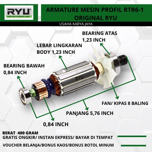 Jual Original RYU Armature Angker Mesin Profil RTR6-1 Original RYU ...
