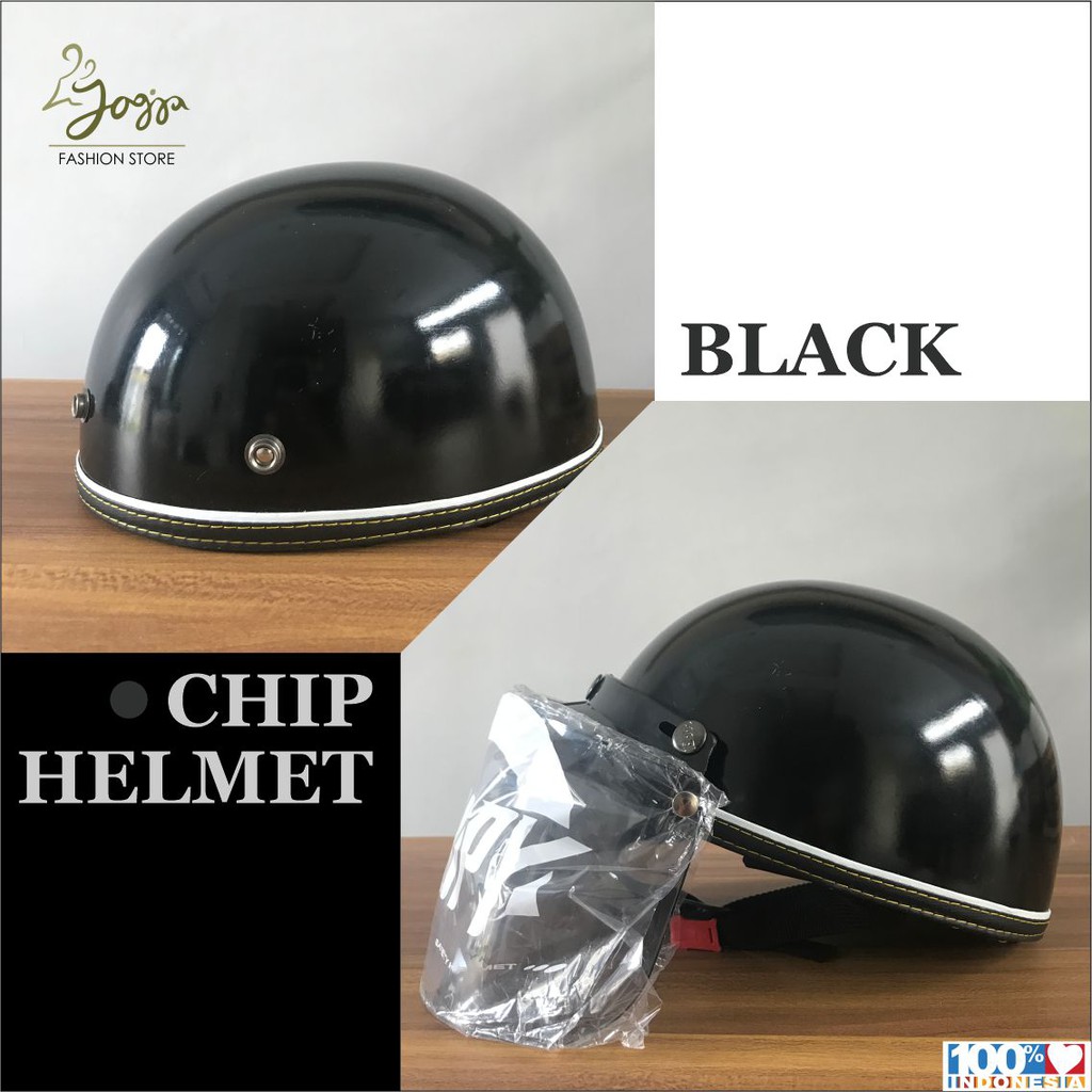 Jual Helm Chips Vintage Retro Full Kaca Visor Flat | Shopee Indonesia