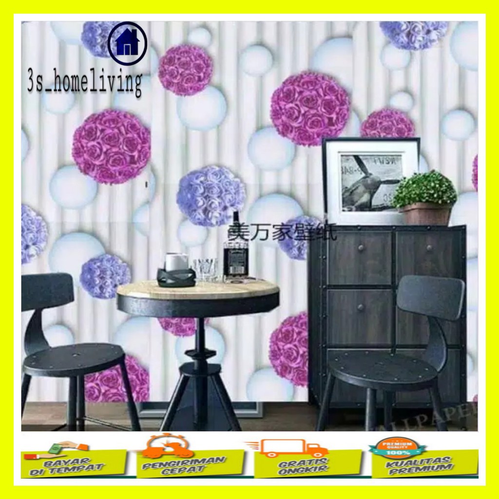 Jual (COD) Wallpaper Dinding Bunga 3D / Wallpaper / Wallpaper Bunga 3D ...