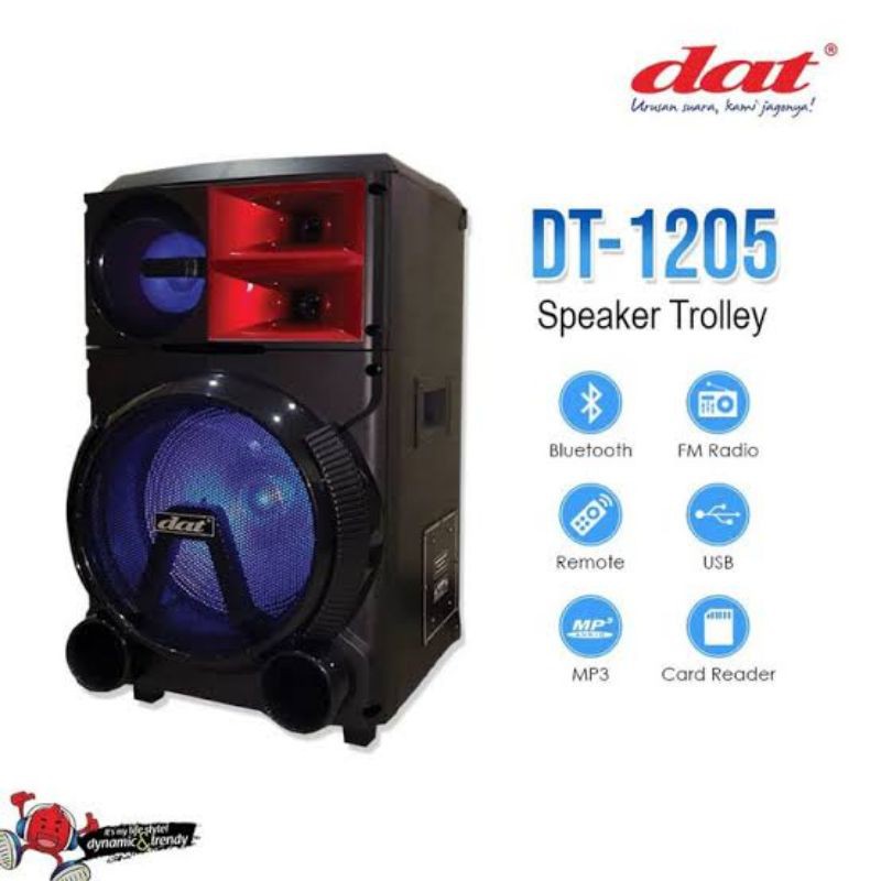 Jual SPEAKER PORTABLE TROLLEY SPIKER TROLI DAT DT 1205 DT1205 12 INCH ...