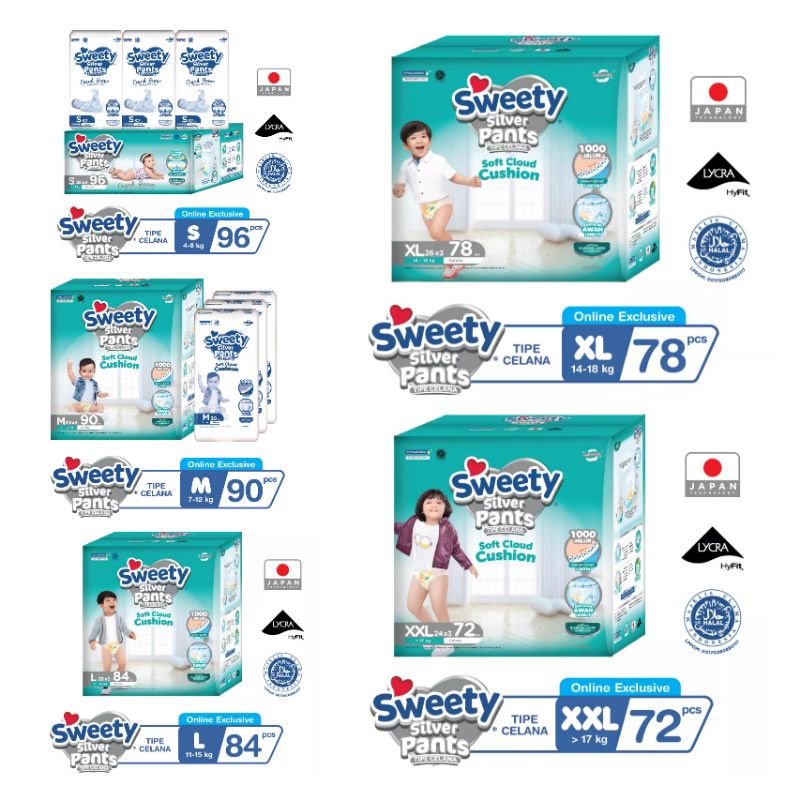 Jual Sweety Silver Pants Special Packaging cloud soft (isi 3 pack) S ...