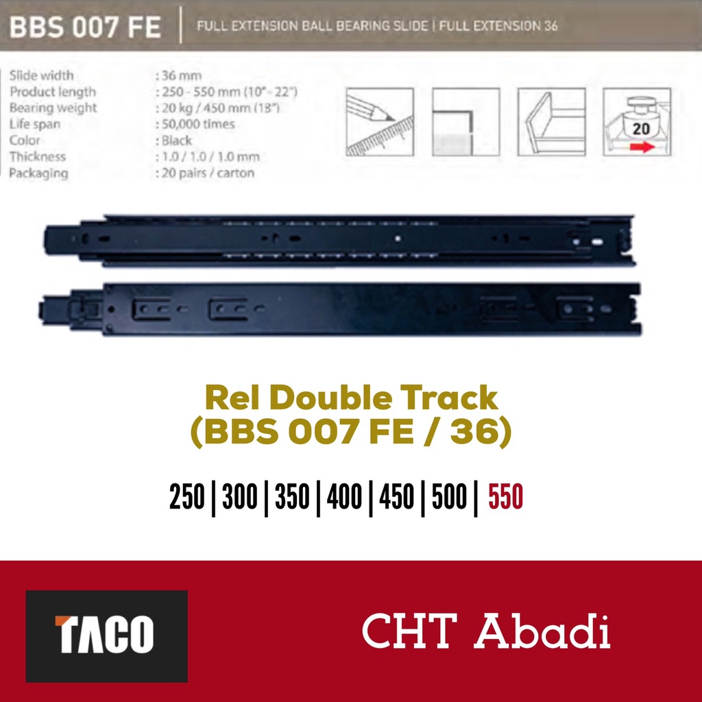 Jual Rel laci taco double track BBS 007 FE / 36 - 550mm | Shopee Indonesia