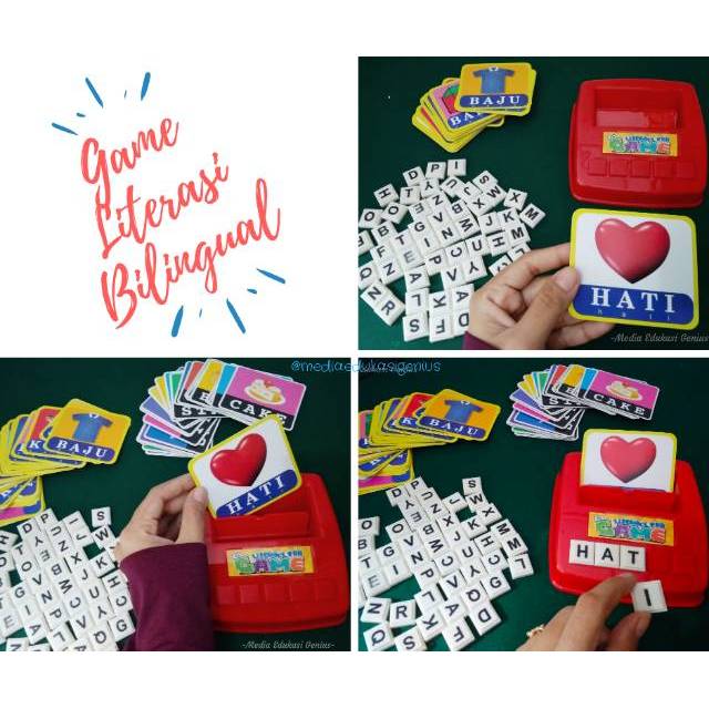 Jual Alphabet letter card bilingual games (Literacy Fun Game Bilingual ...