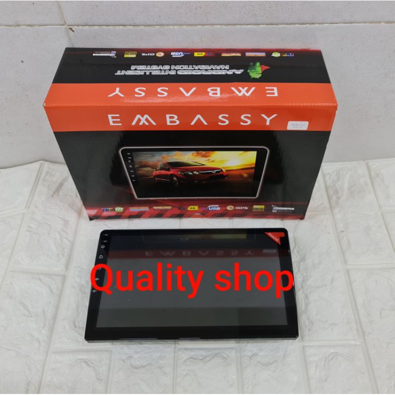 Jual TV MOBIL ANDROID 10 INCH EMBASSY LAYAR SENTUH SUPPORT MIRROR LINK ...