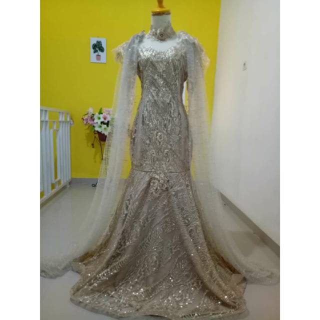Jual RNDGaun mermaid/baju akad/gaun pengantin/gaun nikah/gaun prewwed ...