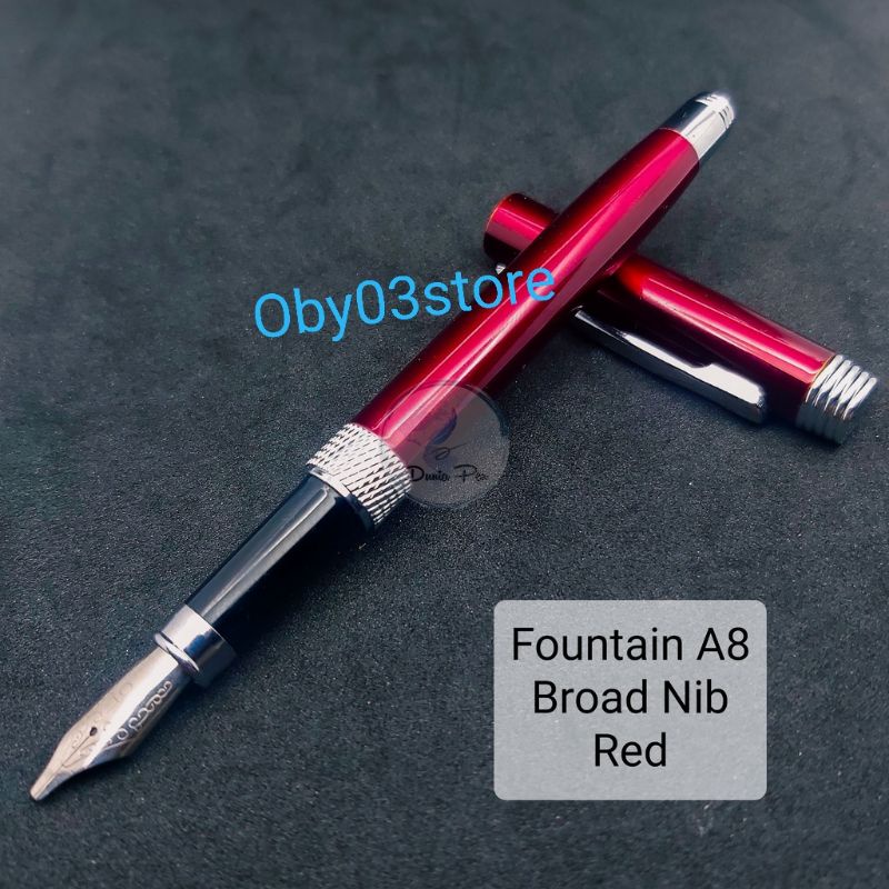 Jual Fountain Pen Kaligrafi A8 Red Nib Broad 1.5mm Mata Lebar Pena ...