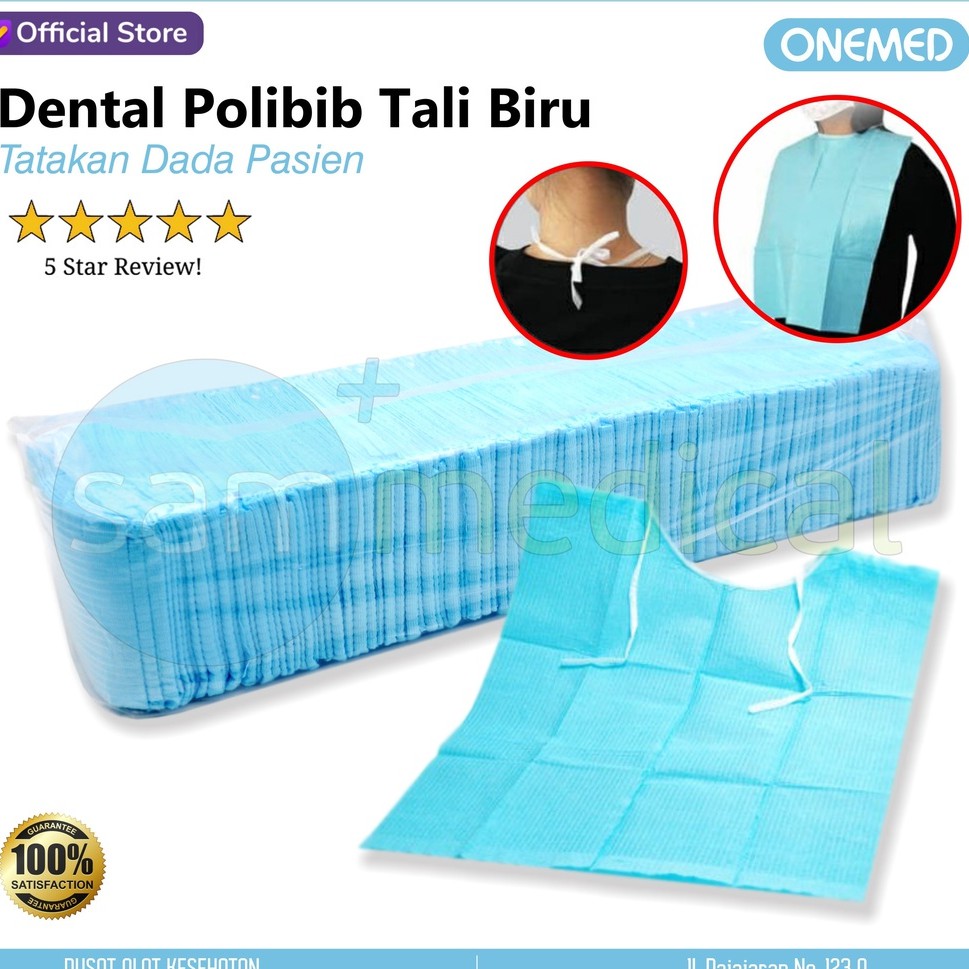 Jual OneMed Dental Polibib Tali - Tatakan Dada Pasien Biru Isi 125pcs ...