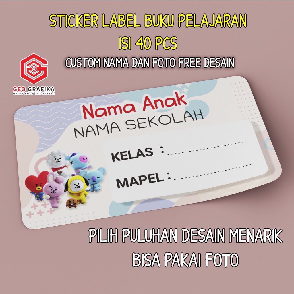 Jual Stiker Label Buku Pelajaran Custom Free Desain isi 40 pcs | Shopee ...