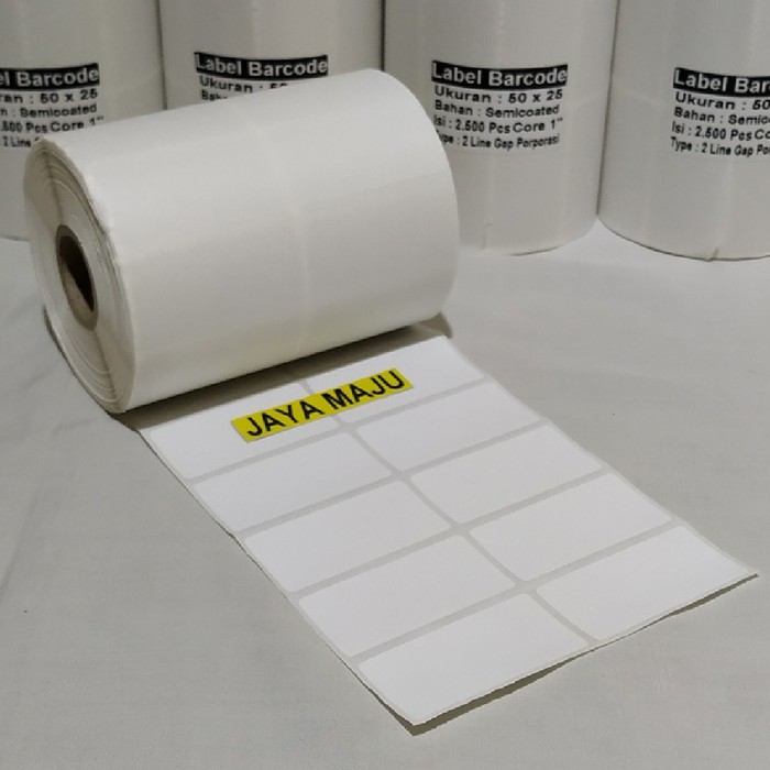 Jual KERTAS STICKER LABEL SEMICOATED PRINTER BARCODE 50 X 25 2 LINE 50X20 2LINE CORE 1" | Shopee ...