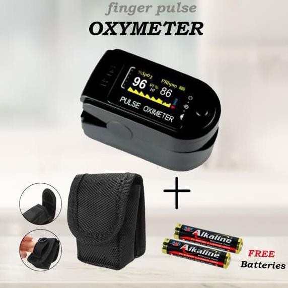 Jual Oximeter Oxymeter Fingertip Pulse Oksimeter HITAM P-01+ Pouch Bag ...