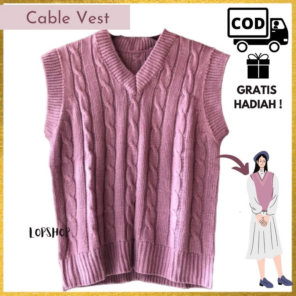 Jual VEST RAJUT CABLE ROMPI KNITWEAR PREMIUM KEKINIAN FASHION WANITA ...