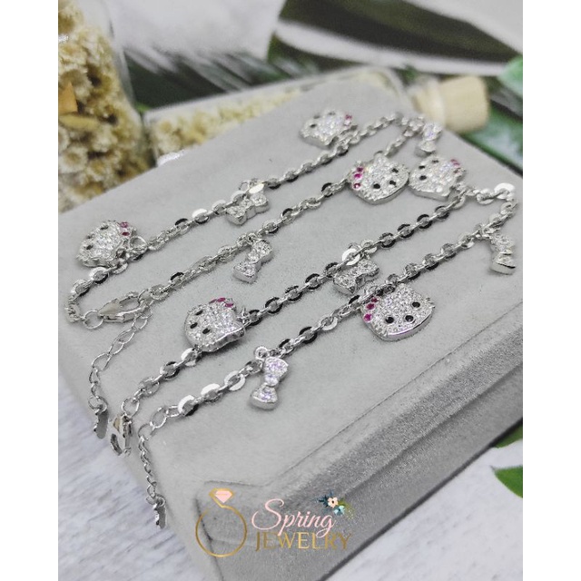 Jual Gelang Perak Wanita Rantai Holo Mainan Hello kitty Pita Silver 925 ...