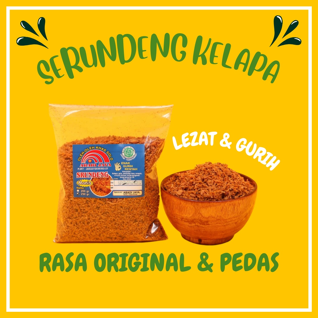 Jual SERUNDENG KELAPA MANIS & PEDAS / SRUNDEG KELAPA 200 Gram | Shopee ...