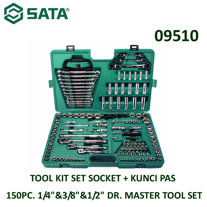 Jual SATA 09510 Tool Kit Set Lengkap 150 Pcs 1/4 Inch & 3/8 Inch & 1/2 ...