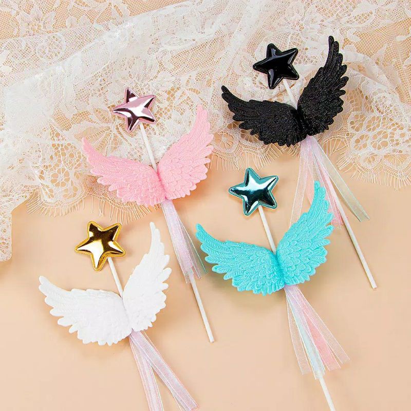 Jual Birthday / Baby Shower / Wedding Toper cake Wings and Star ...