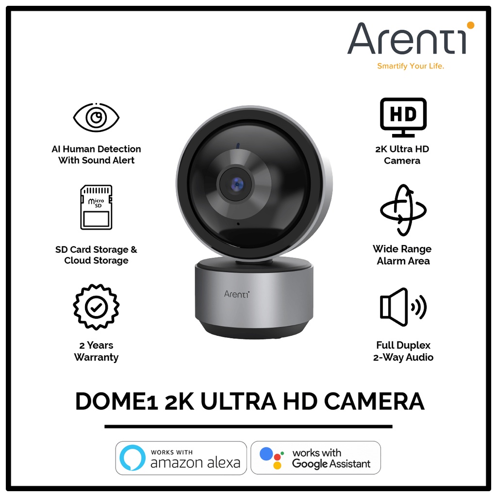Jual ARENTI DOME1 - CCTV Indoor 360 Wifi 2K Ultra HD Baby Monitor Suara ...