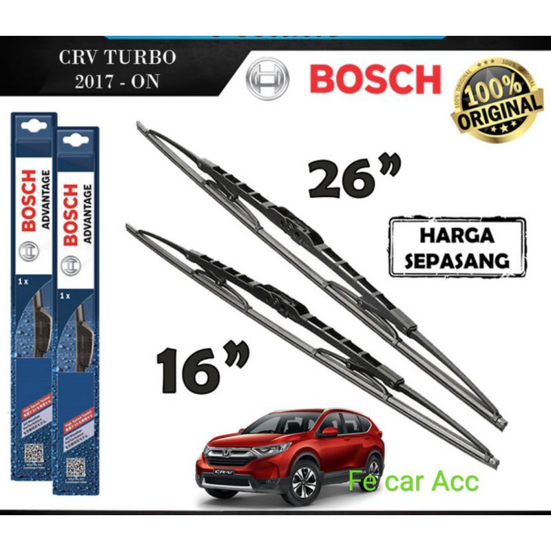 Jual WIPER KACA DEPAN MOBIL CRV TURBO 2017 WIPER KACA DEPAN BOSCH ADVANTAGE SATU SET KANAN KIRI ...