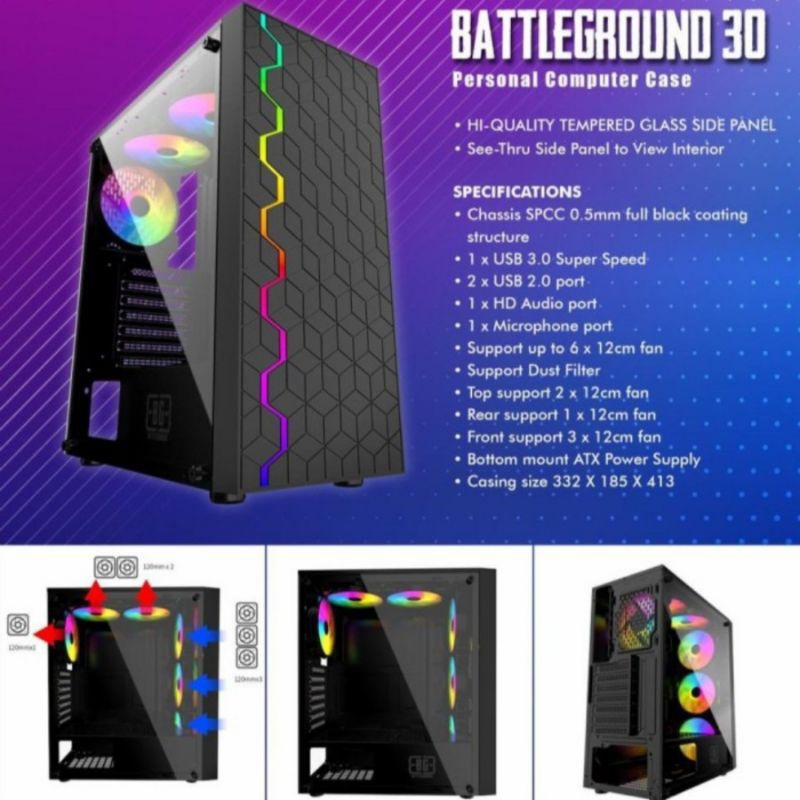 Jual GAMING CASE SIMBADDA BATTLEGROUND 30 TEMPERED GLASS | Shopee Indonesia