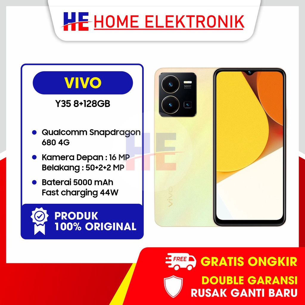 Jual Vivo Y35 8/128GB 8GB Extended RAM Garansi Resmi Vivo 1 Tahun | Shopee Indonesia
