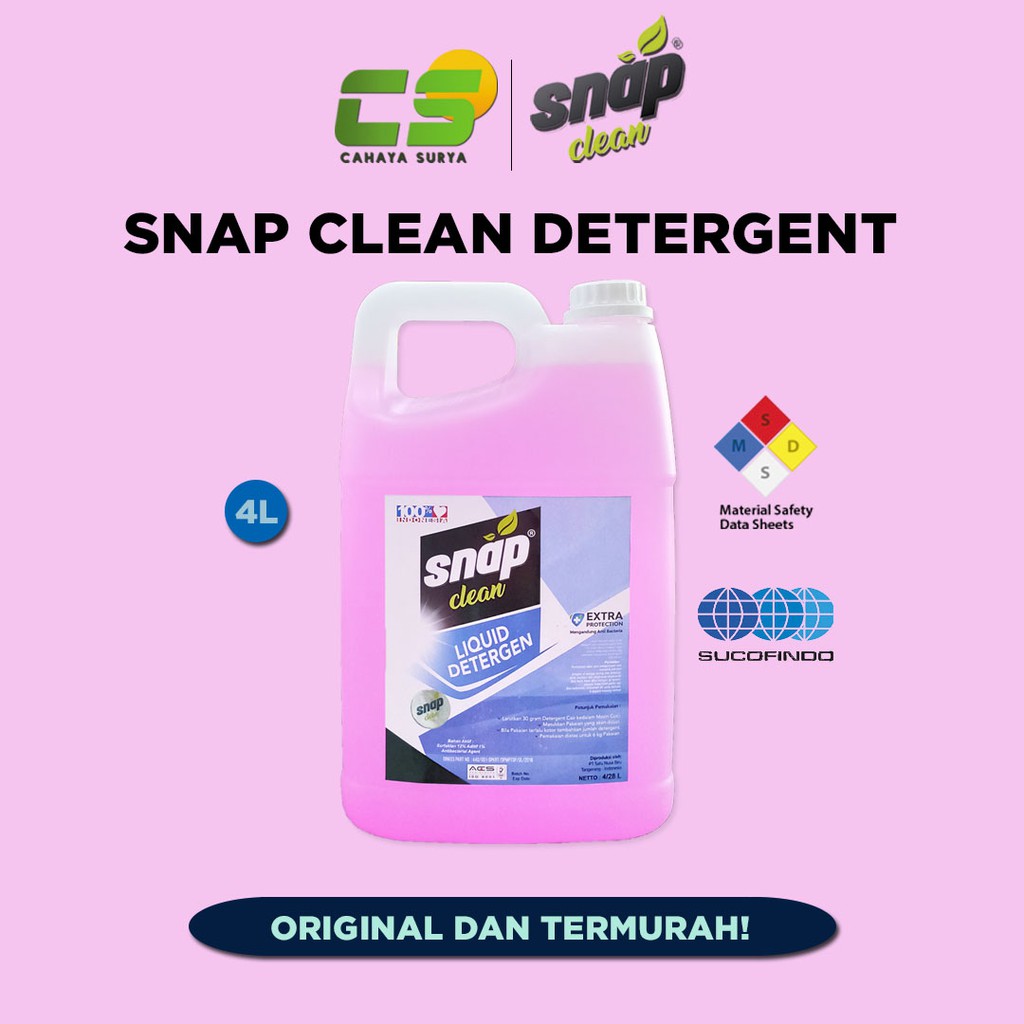 Jual SNAP CLEAN LIQUID DETERGENT 4L [SABUN CUCI PAKAIAN] | Shopee Indonesia