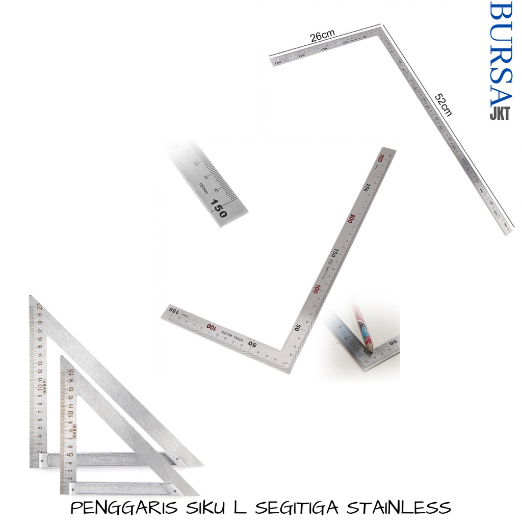 Jual PENGGARIS SIKU L SEGITIGA 90 DERAJAT MULTIFUNGSI ALAT UKUR SUDUT ...