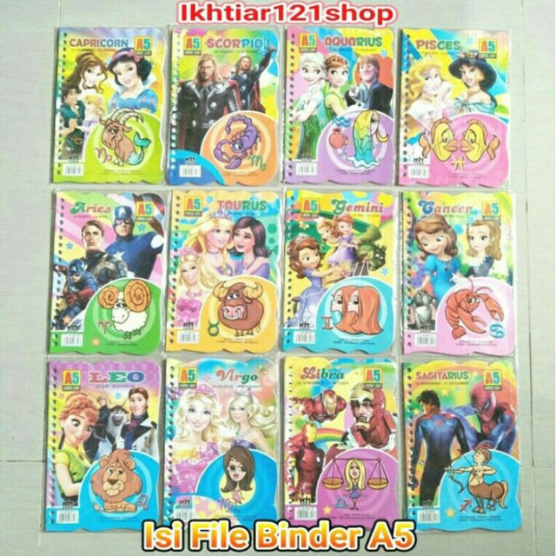 Jual Paket 1 Pack isi Binder File Funcy/Kertas isi file Motif ukuran A5 ...
