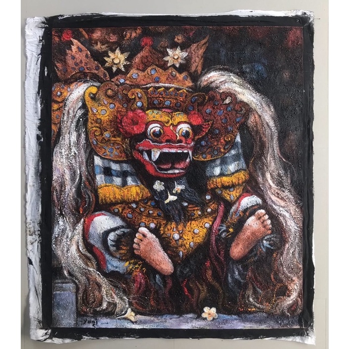 Jual Lukisan Barong Bali, Ukuran 120 x 100 cm, Tekstur tebal, asli buatan tangan | Shopee Indonesia
