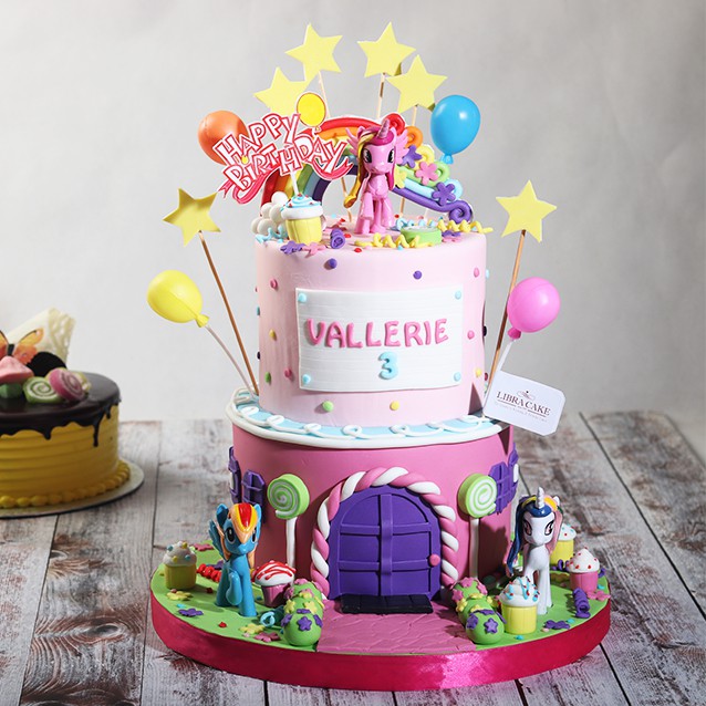 Jual Little Pony Fondant tema Candy / Kue Ulang Tahun diameter 24 + 16 ...