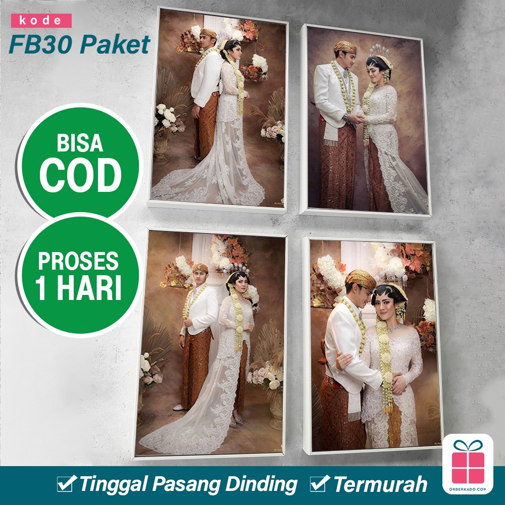 Jual PAKET HEMAT 4 PCS -Cetak Foto Bingkai Kayu Tempel Fiber Box 8rs Pernikahan Wedding CF FB2 ...