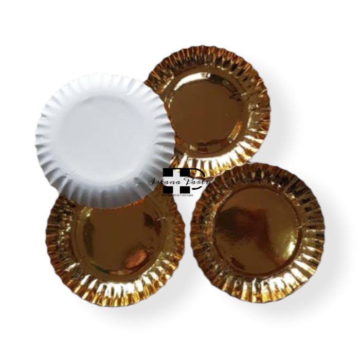 Jual piring kue kertas / paper plate / piring ultah kertas gold | Shopee Indonesia