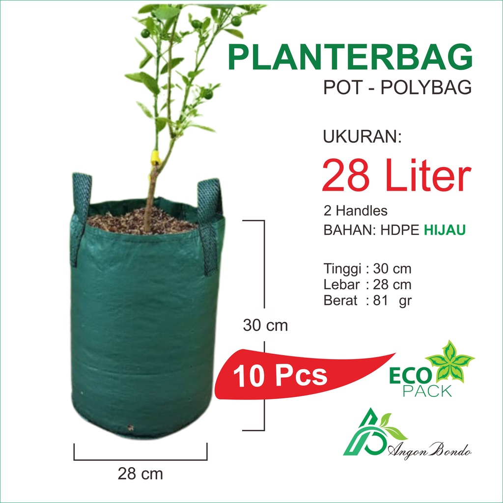 Jual 10 Pcs Planter bag 28 Liter Planterbag Pot Polybag Kantong Tanaman ...
