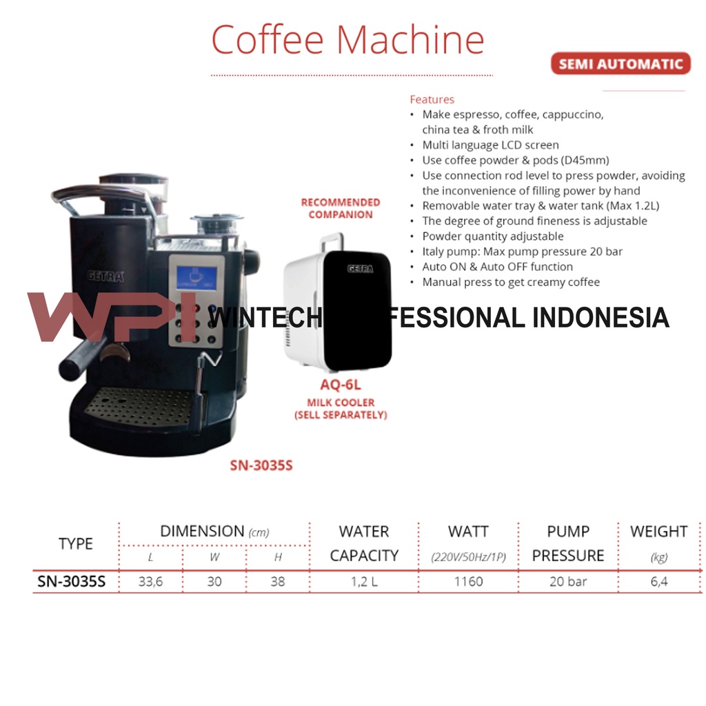 Jual Getra SN-3035S Coffee Machine - Mesin Pembuat Kopi Semi Otomatis - Dapat Membuat Espresso ...