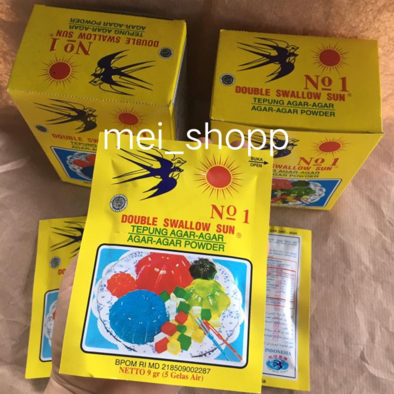 Jual AGAR-AGAR JELLY NO. 1 CAP WALLET DOUBLE SWALLOW SUN 9 GRAM ...