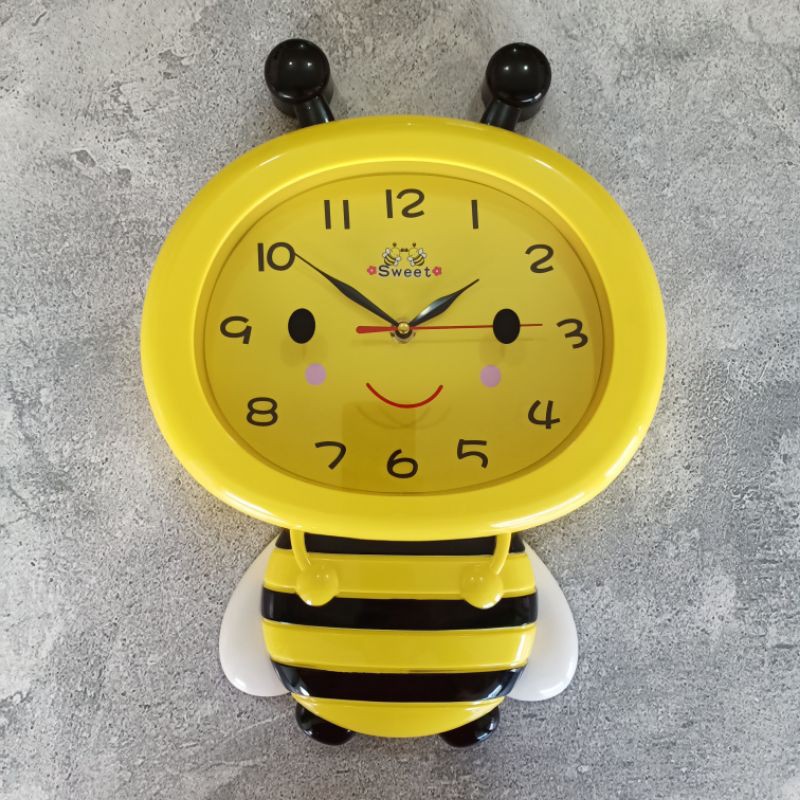 Jual Jam Dinding Sweep Bentuk Lebah Jam dinding BEE Sweet Lucu Unik ...