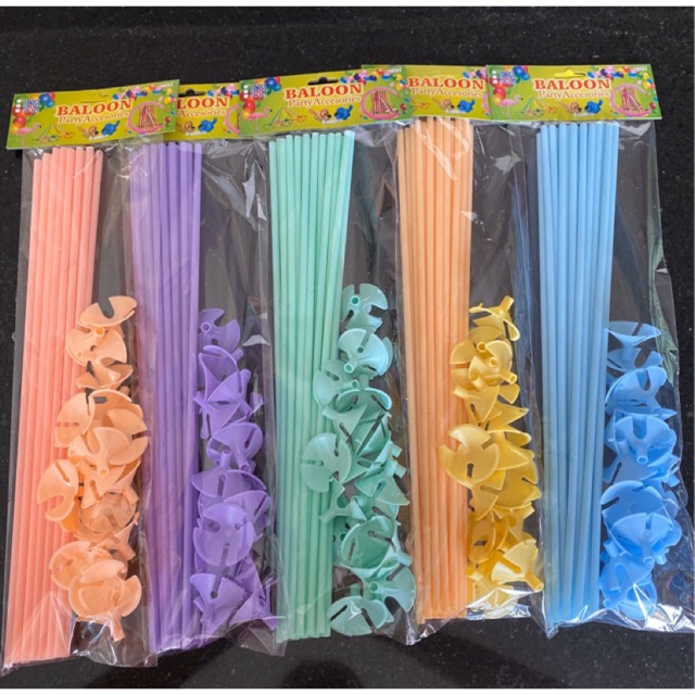 Jual (Harga 1 pak isi 20 set) Tangkai Balon, PANJANG 42cm, stik balon ...