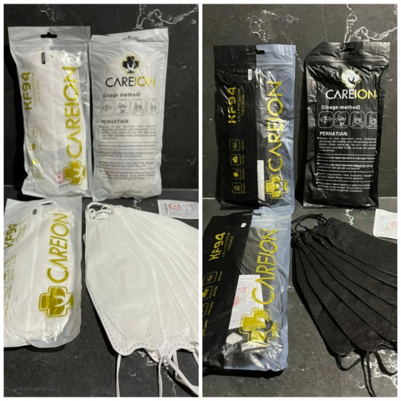 Jual Masker KF94 Careion isi 10 pcs || Masker KF94 Hitam Putih ...