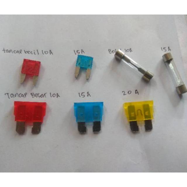 Jual sikring fuse 10A 15A 20A sekring model tancap besar kecil botol ...