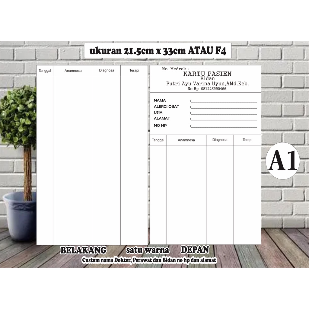 Jual Cetak Blangko Blanko Kartu Pasien / BIDAN / DOKTER / PERAWAT Bahan ...