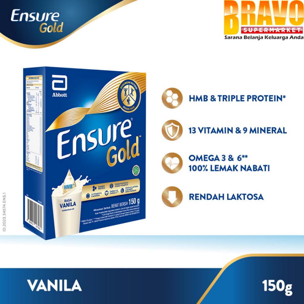 Jual Bravo Bojonegoro - Ensure Gold HMB Vanila 150GR - Susu Nutrisi Dewasa Rendah Laktosa ...