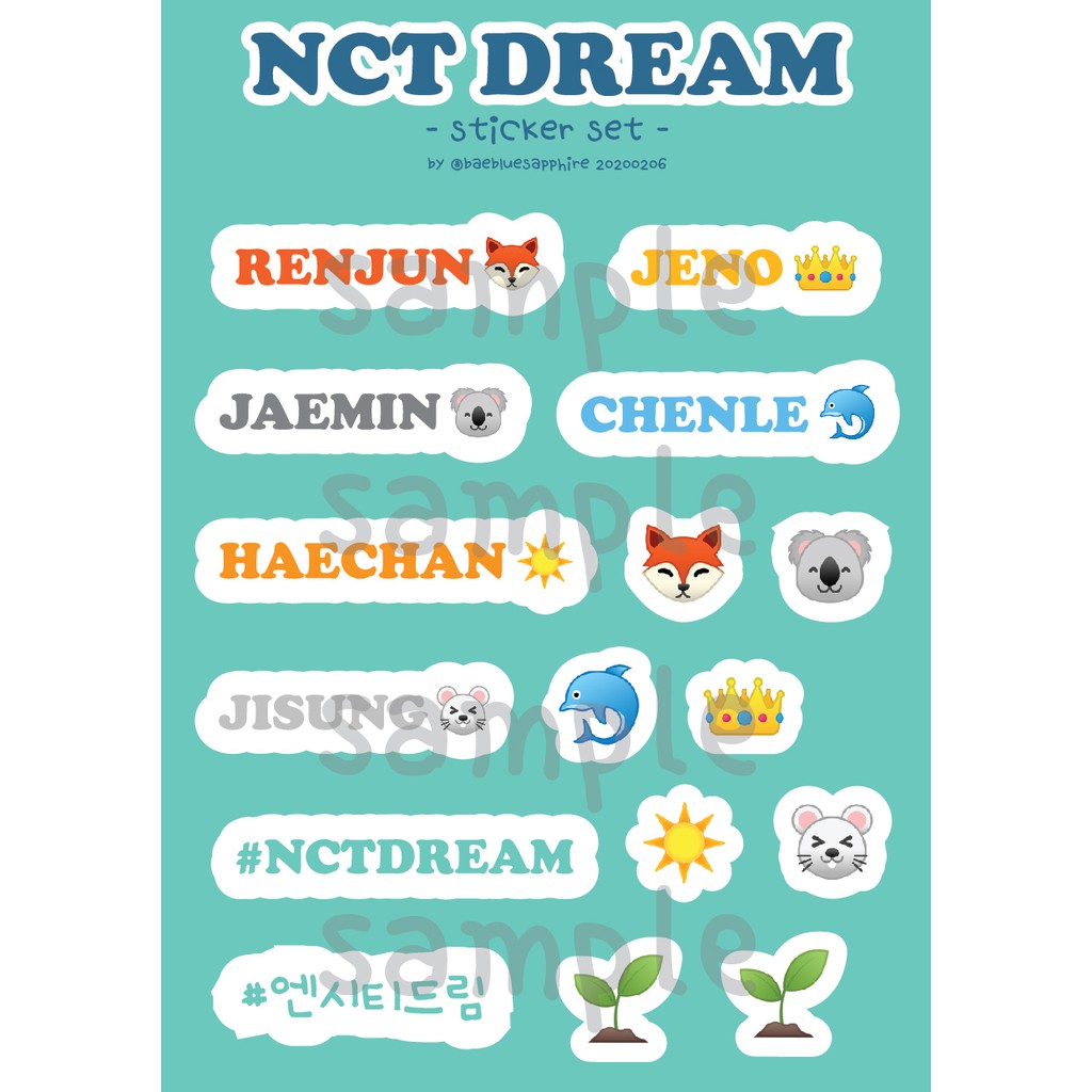 Jual NCT DREAM Name Sticker Set (ukuran A6) | Shopee Indonesia