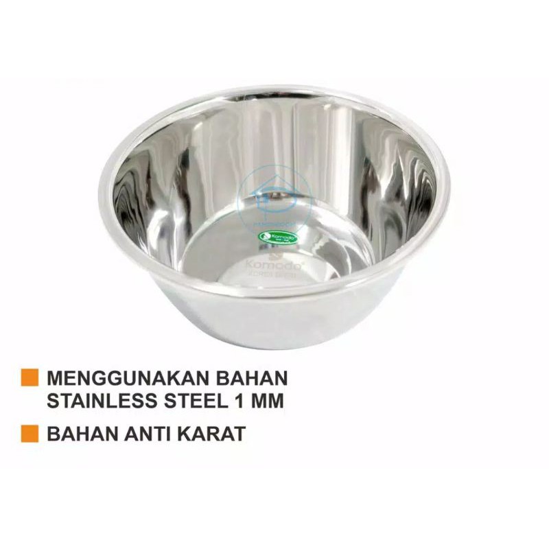 Jual baskom / waskom Stainles tebal cekung korea komodo | Shopee Indonesia