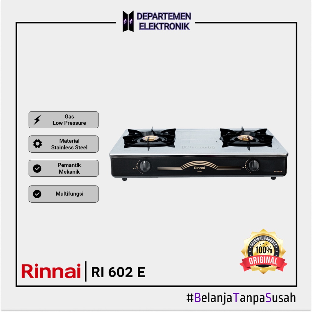 Jual Rinnai RI 602 E – Kompor Gas 2 Tungku MURAH BANGET / GARANSI RESMI | Shopee Indonesia