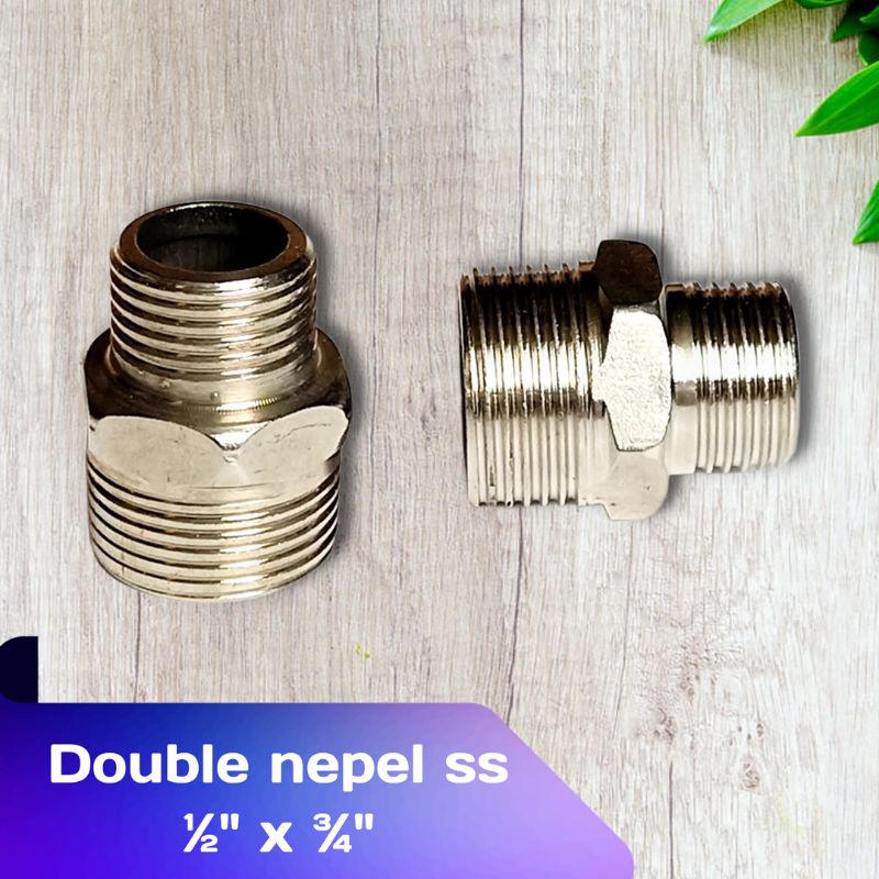 Jual Double Nipple Stainless 1/2" x 3/4" / Dobel Nepel Stainless | Shopee Indonesia