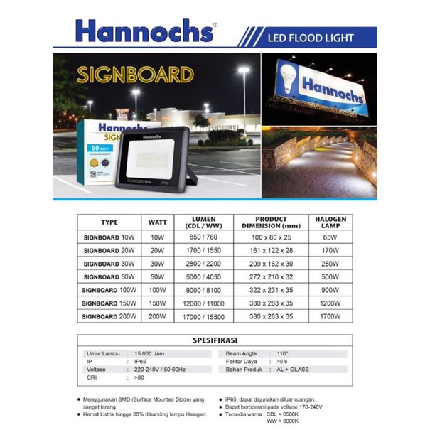 Jual Hannochs - LED Flood Light Signboard 100,150,200 watt - cahaya ...