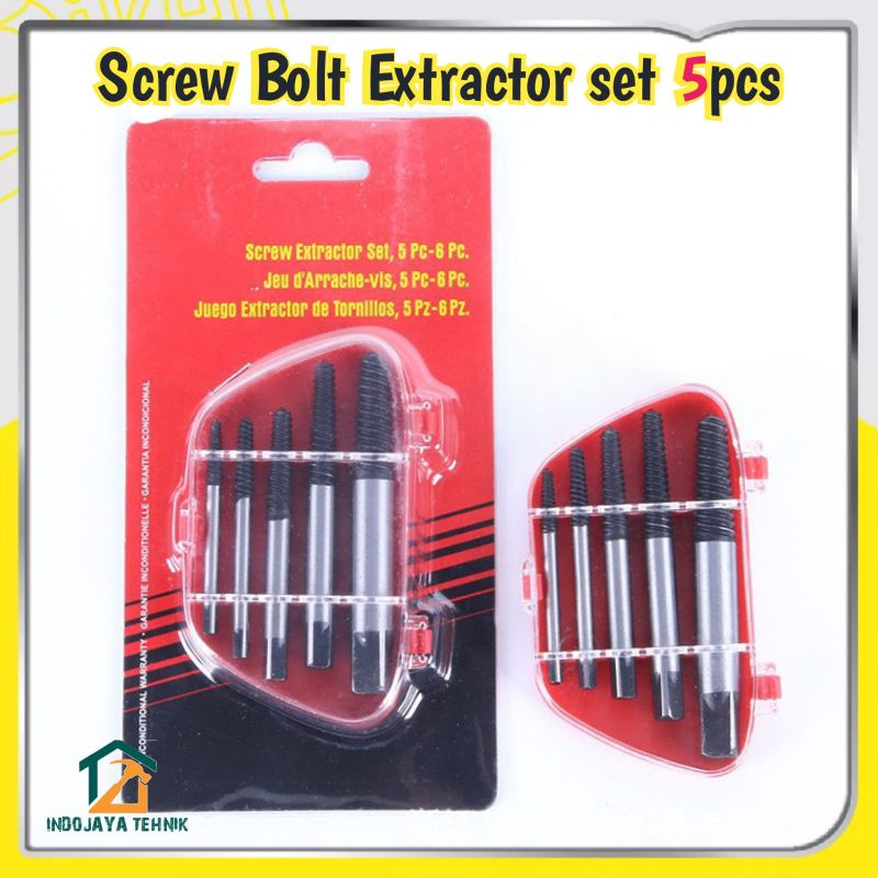 Jual Set 5pcs Mata Bor Screw Bolt Extractor Hand Tap Drill Pembuka Baut ...