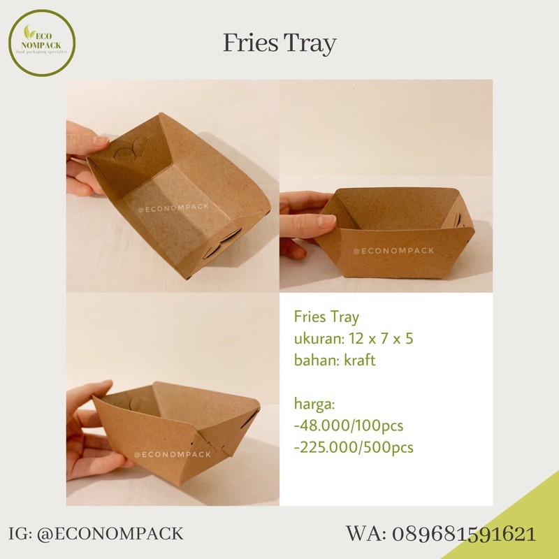Jual PAPER TRAY 50pcs / french fries tray / tray kentang burger / dos ...