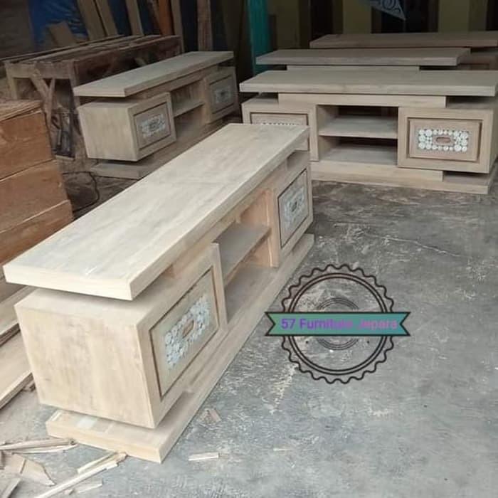 Jual Meja Tv jati mentahan panjang 150cm bufet model minimalis | Shopee ...