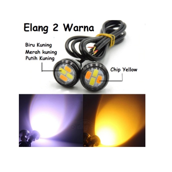 Jual Lampu LED MATA ELANG 2 WARNA 2in1 Eagle Eyes Eye Senja Sen Mobil Motor DC Sorot Dual Color ...